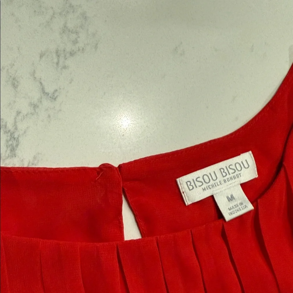 Bisou Bisou | Tops | Bisou Bisou Red Pleated Sleeveless Peplum Blouse ...